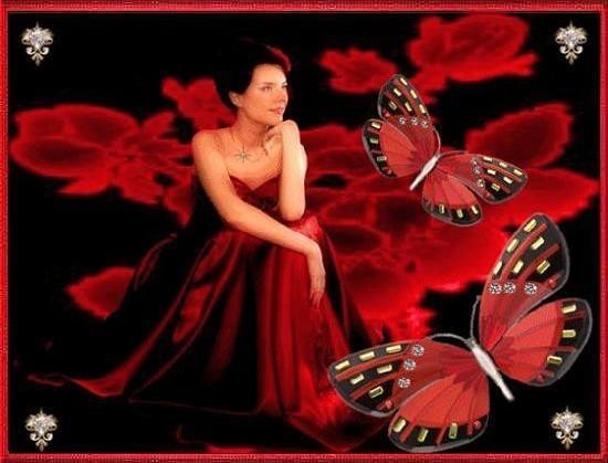 lady with butterflies [full of red] (in Backgrounds)